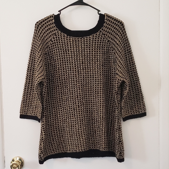 Ashro | Sweaters | Metallic Gold And Black Knit Sweater | Poshmark